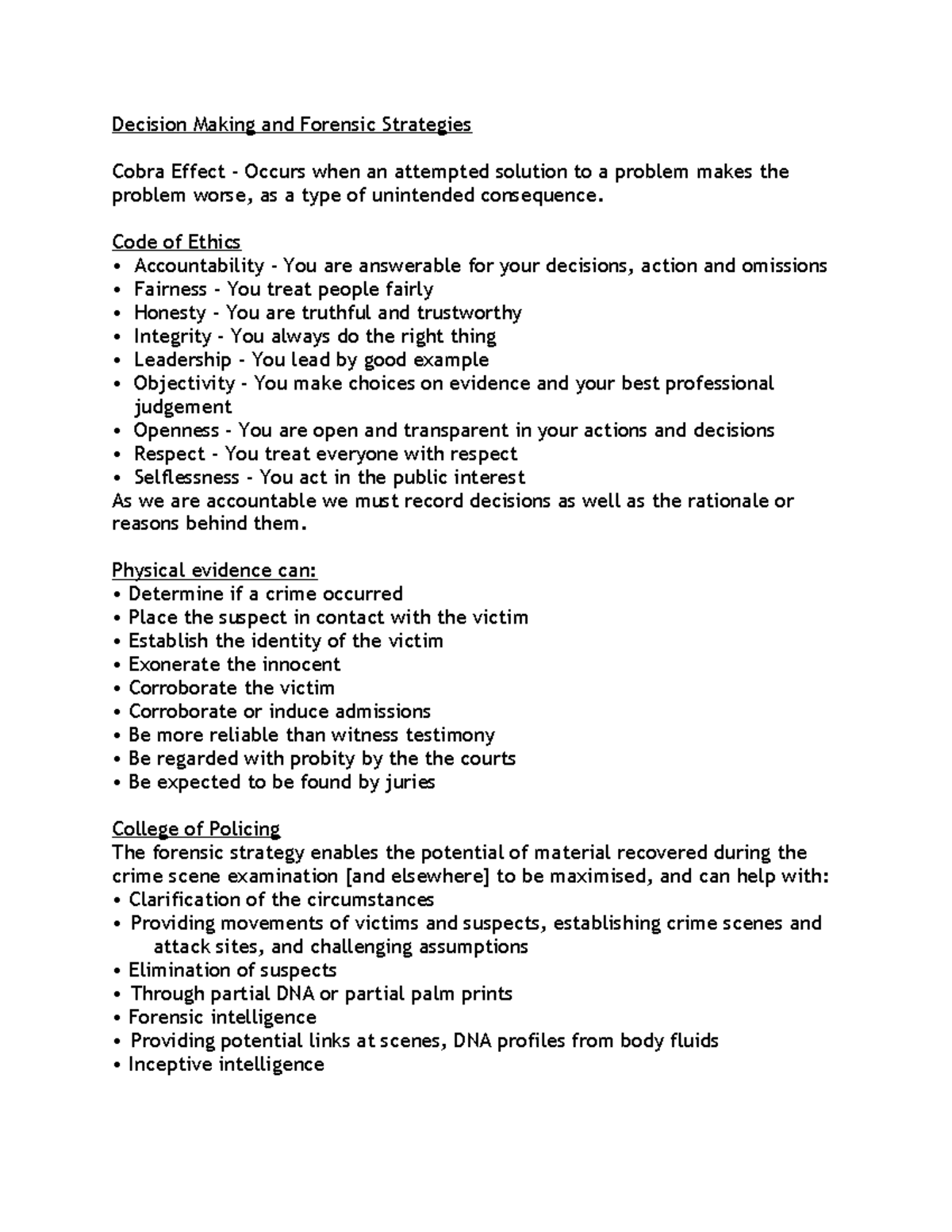 Forensic Strategies - Code of Ethics, Physical Evidence, College of ...