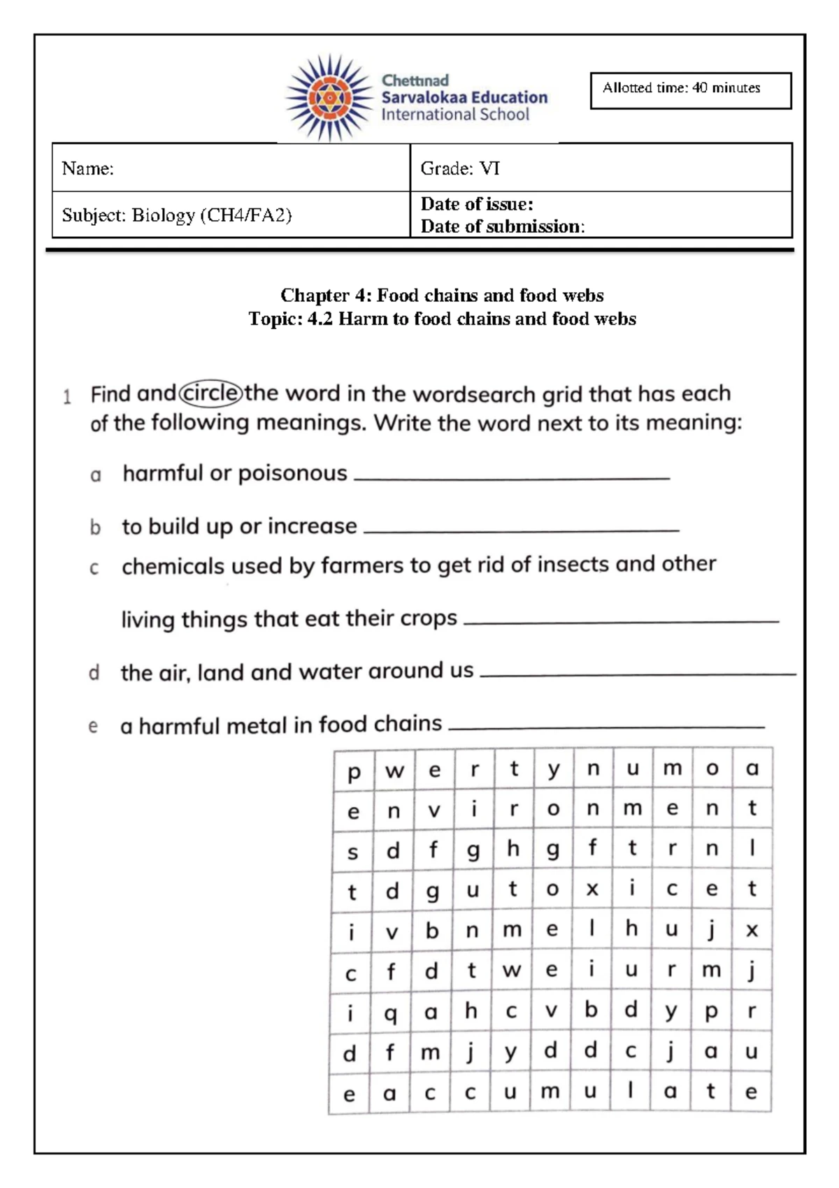 G6 Biology Ch4 SA 2 - Formative Assessment - Summative Assessment Class ...