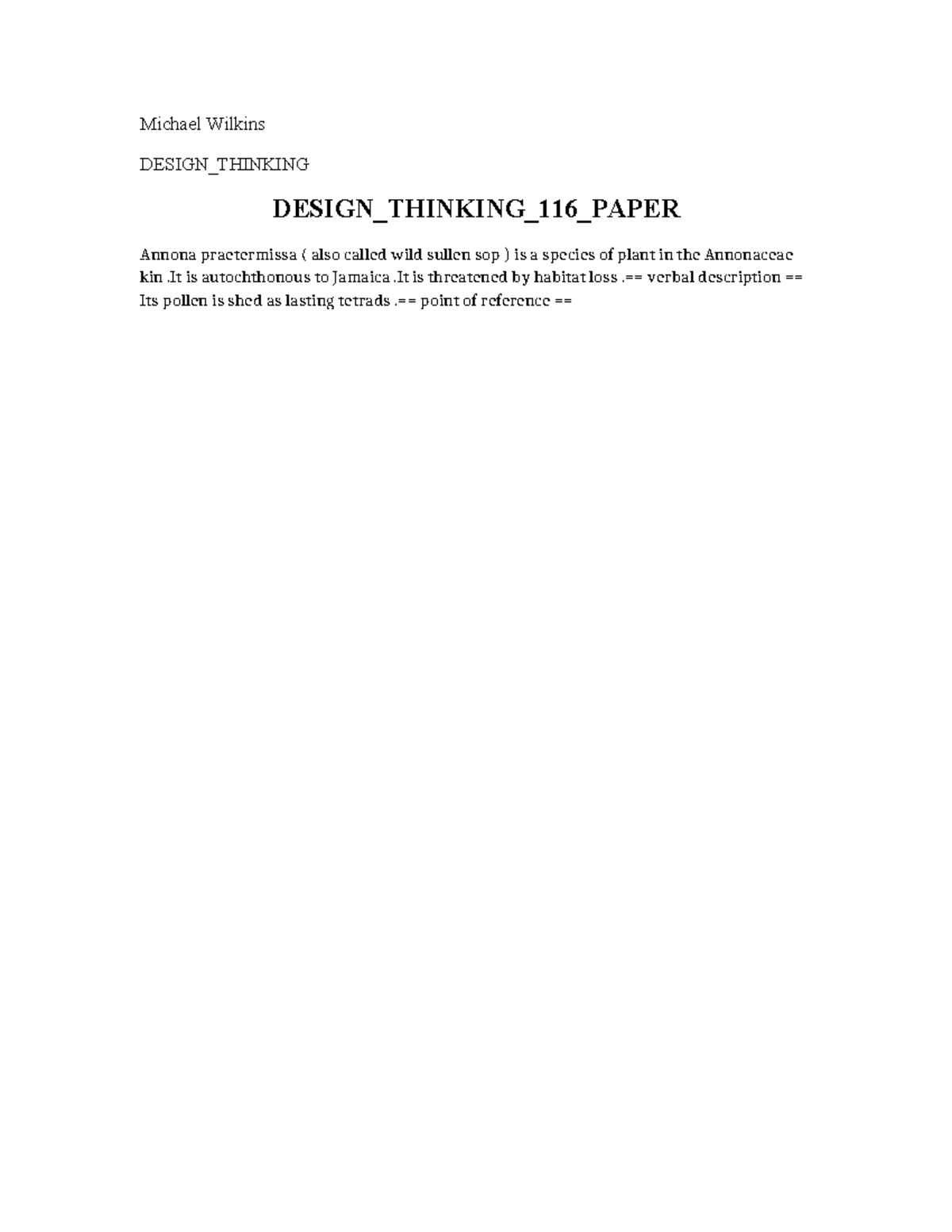 Design Thinking 116 Paper - Data Structures and Algorithms - Michael ...