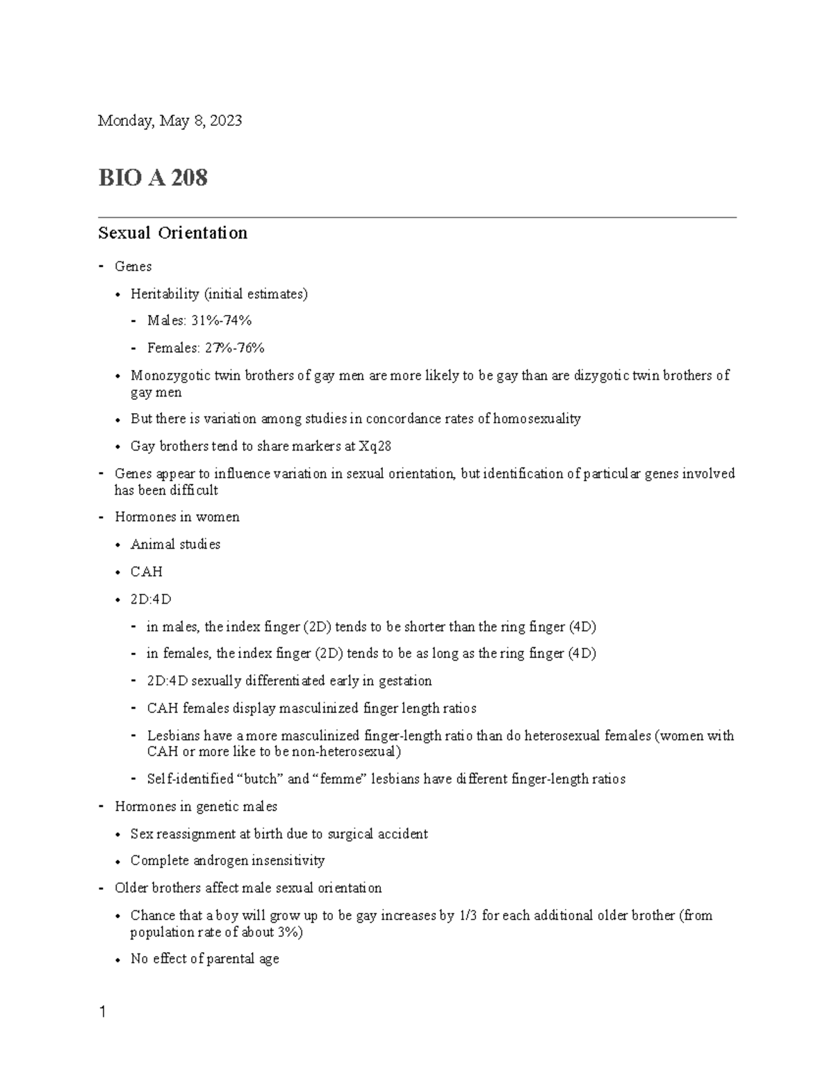 BIO A 208 Sexual Orientation - Monday, May 8, 2023 BIO A 208 Sexual ...