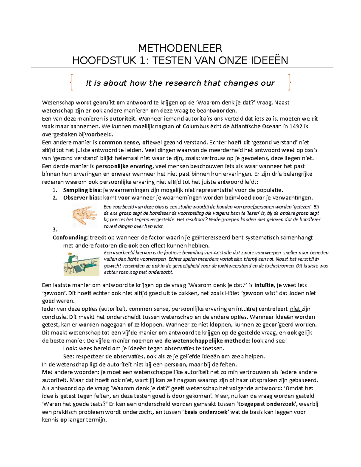 Alles - Samenvatting Psychological Research - METHODENLEER HOOFDSTUK 1 ...