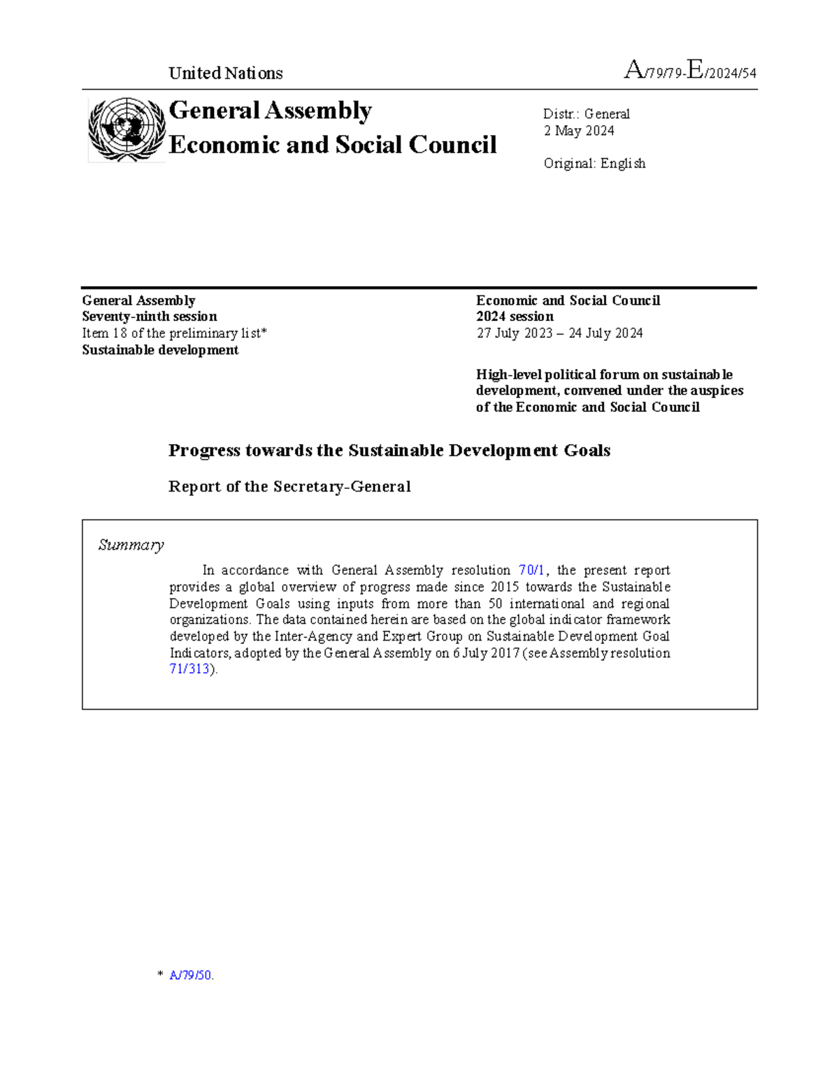 SG SDG Progress Report 2024 advanced unedited version - United Nations ...