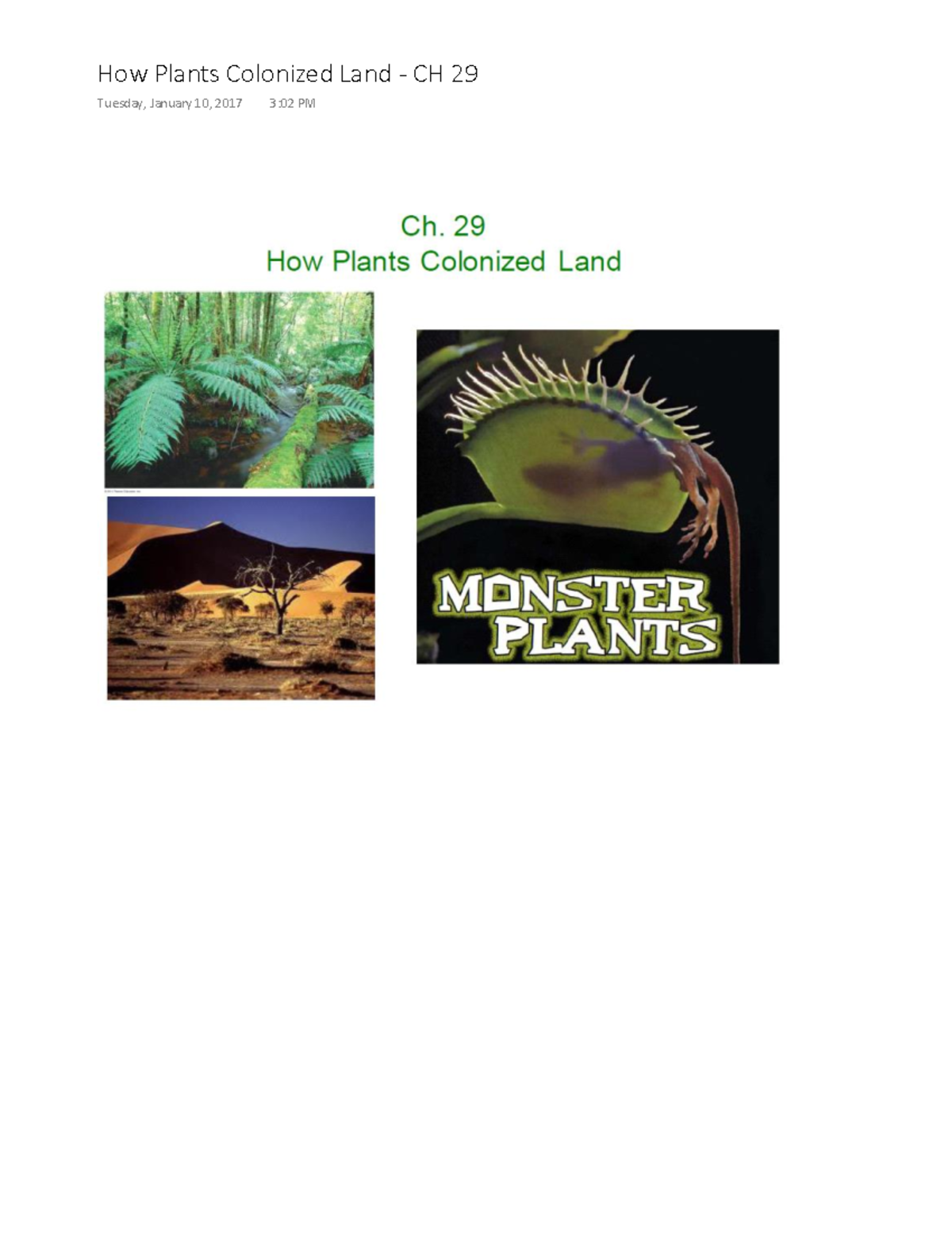 BIOL 1108 - How Plants Colonized Land - CH 29 - Warning: TT: undefined function: 32 Warning: TT ...