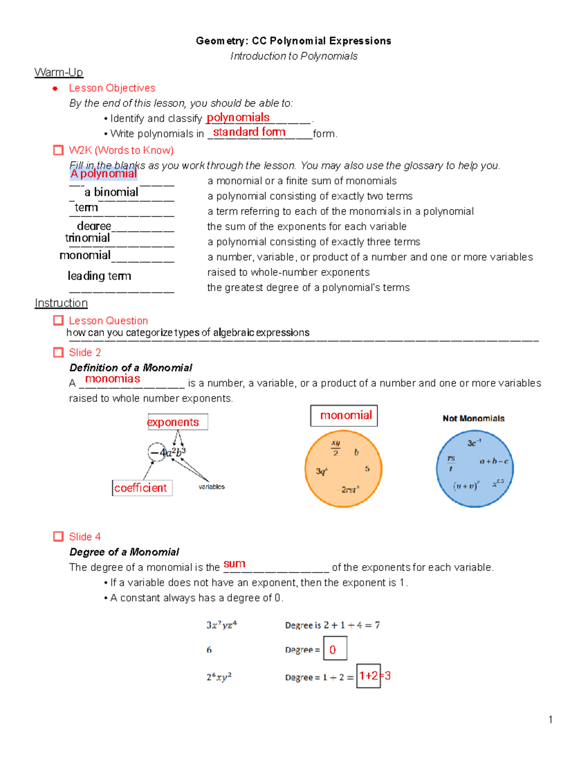 Brandon Letchworth - Geometry:CC Unit 1 (Exploring Polynomial ...