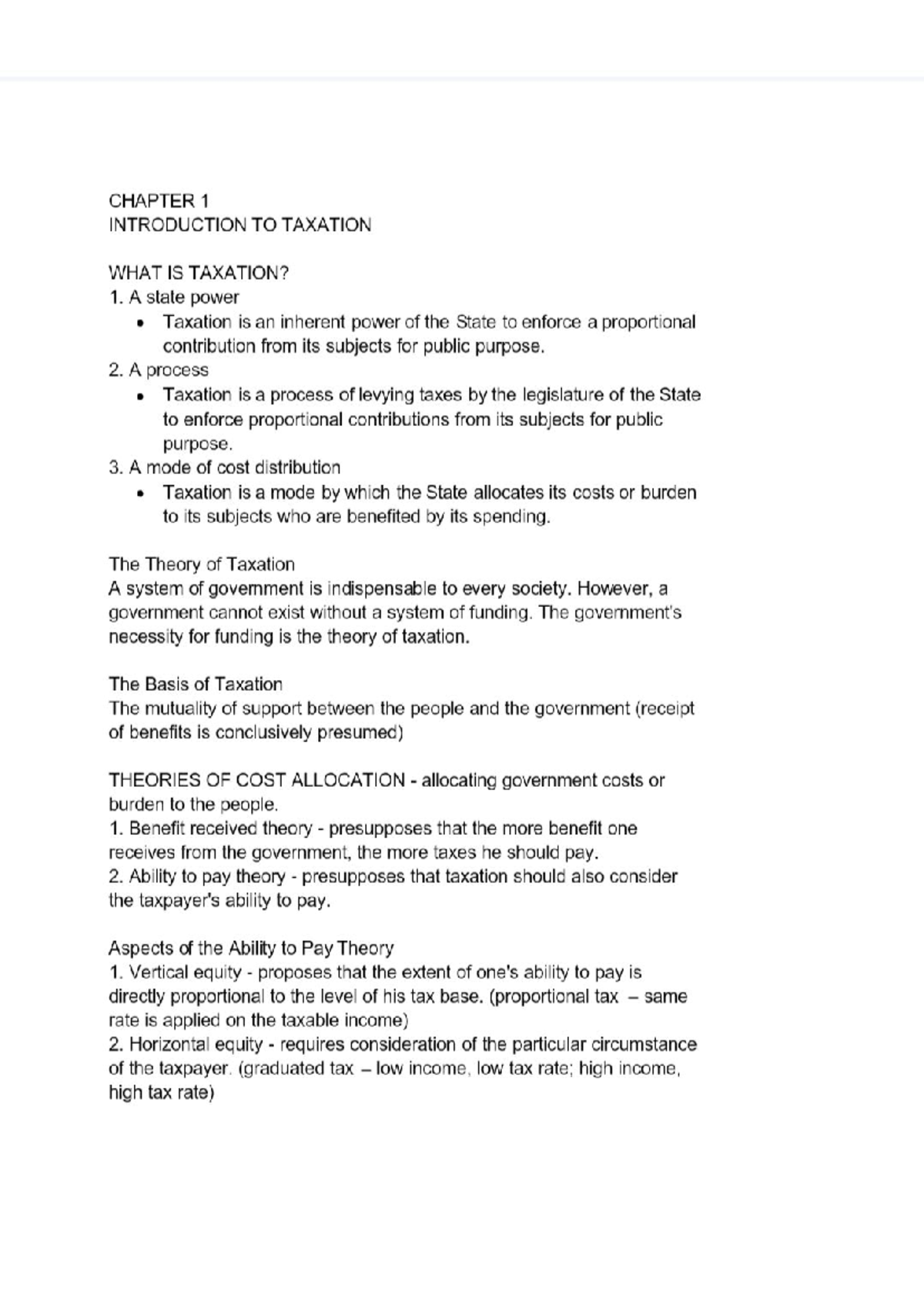 Income tax chap - chapter 1 lecture notes - CHAPTER 1 INTRODUCTION TO ...