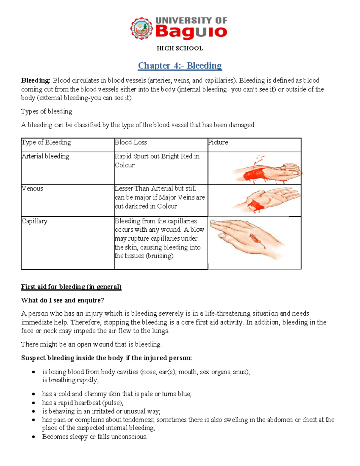 Physical Education Chapter-4- Bleeding - Chapter 4:- Bleeding Bleeding ...