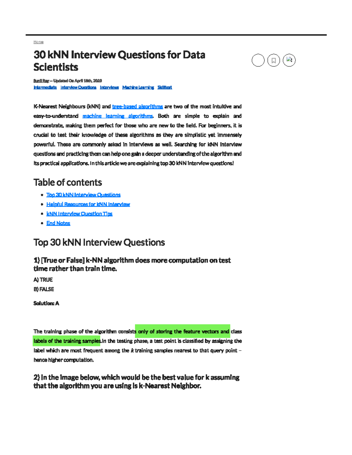 KNN 30 - Machine Learning - Studocu