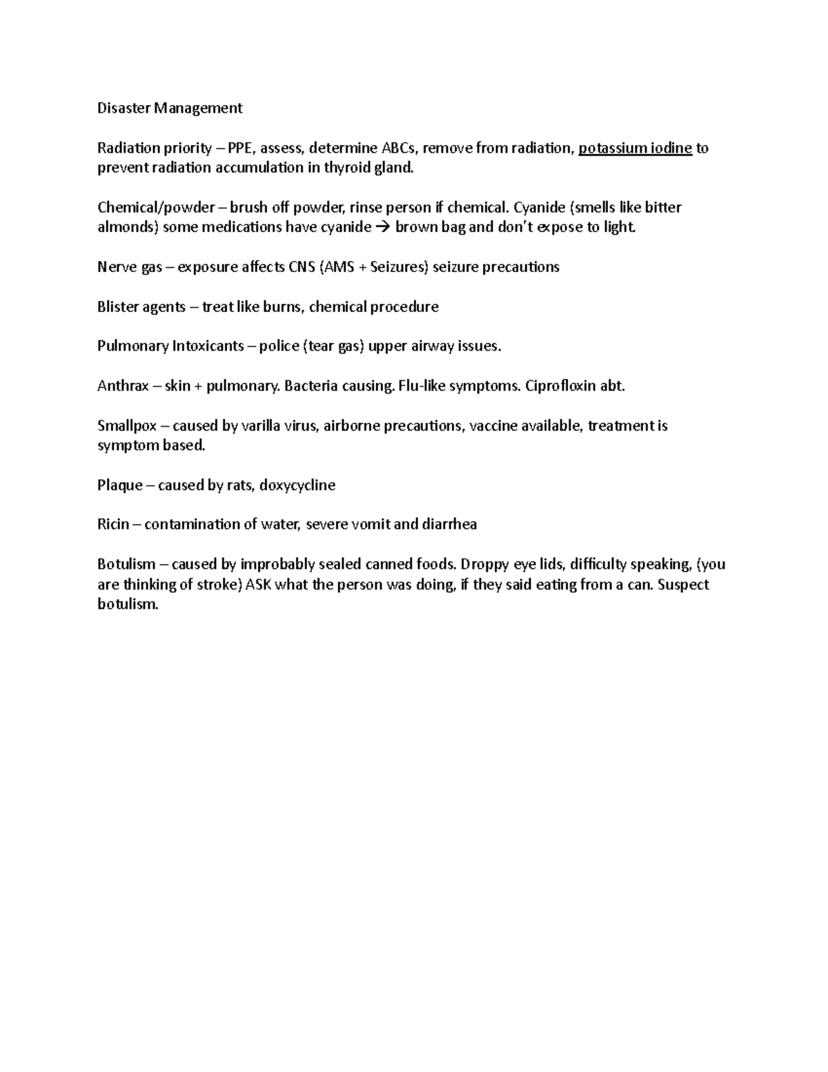 Disaster Management - notes - Disaster Management Radiation priority ...