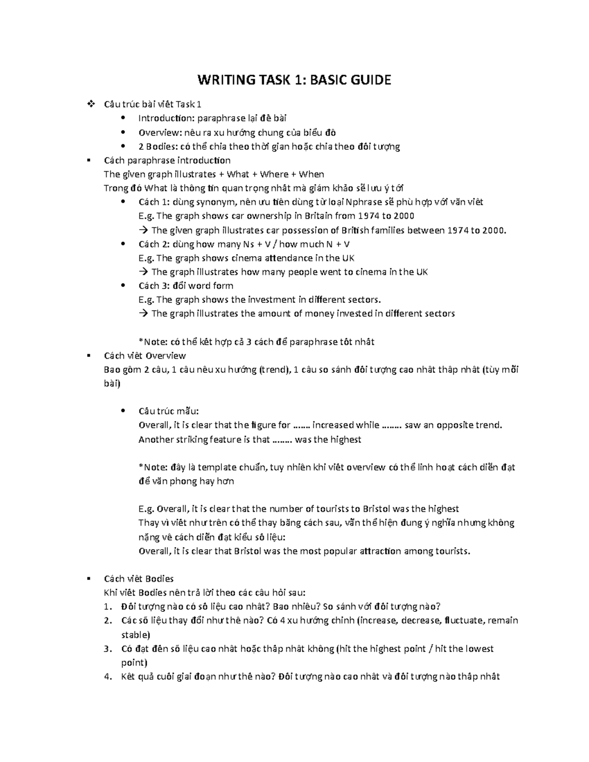 Writing Task 1 Basic Guide - WRITING TASK 1: BASIC GUIDE Cấấu trúc bài ...