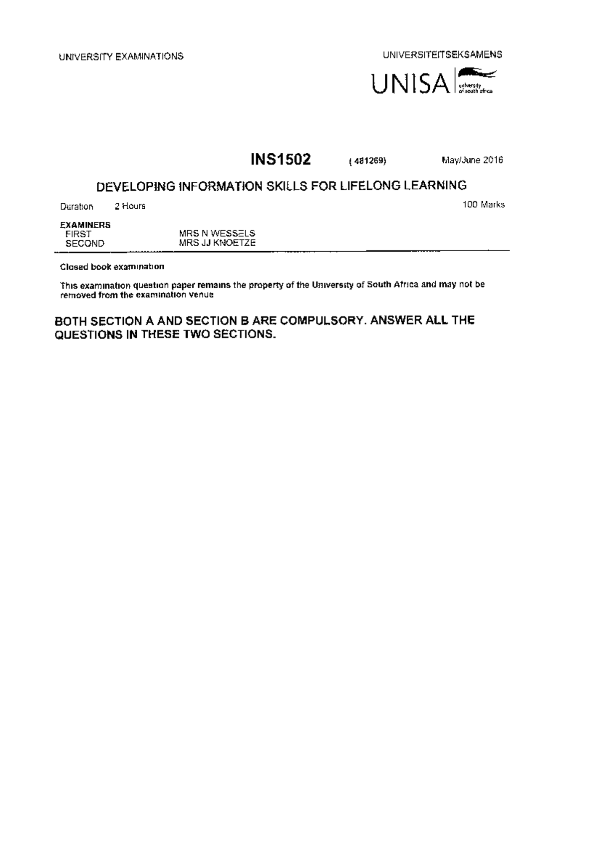 INS1502 2016 6 E 1 - Lecture notes 1 - MUM1514 - Studocu