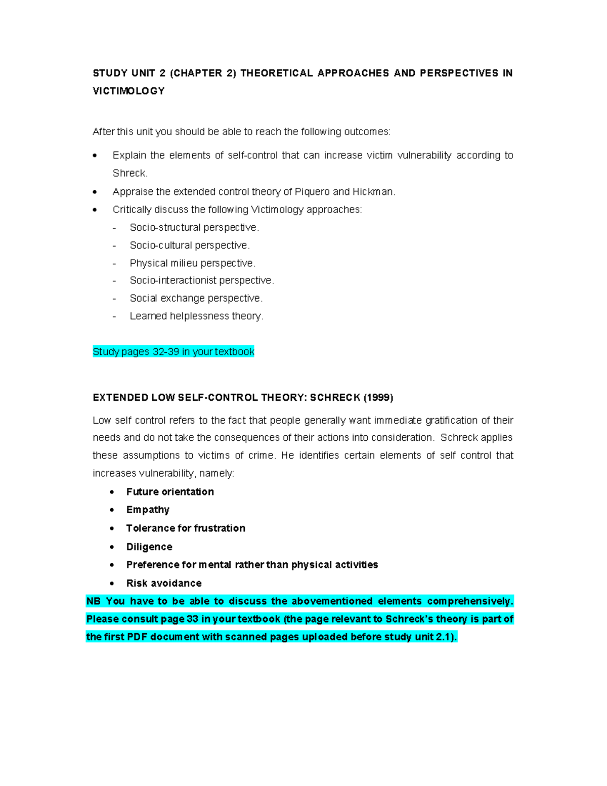 Study unit 2 - SHORT SUMMARY OF CONCEPTS - STUDY UNIT 2 (CHAPTER 2 ...