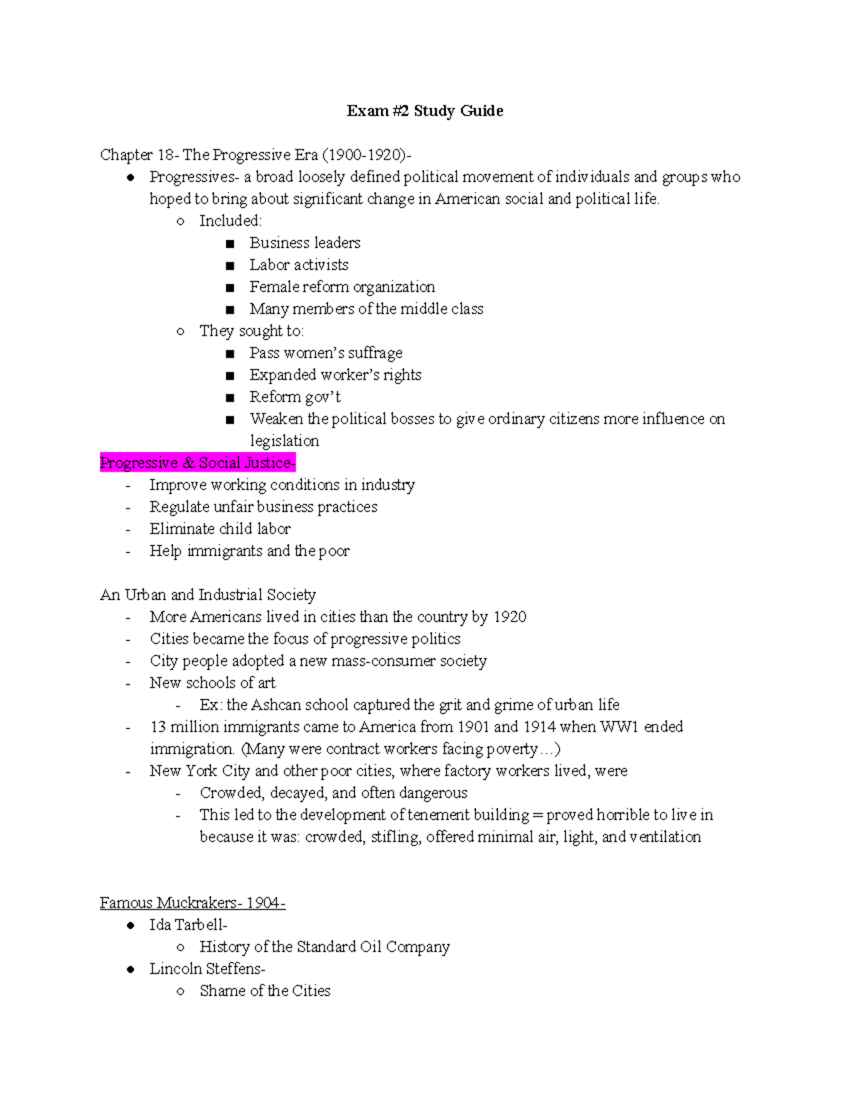 HIS 26- Test 2 - Dr. R - Exam #2 Study Guide Chapter 18- The ...