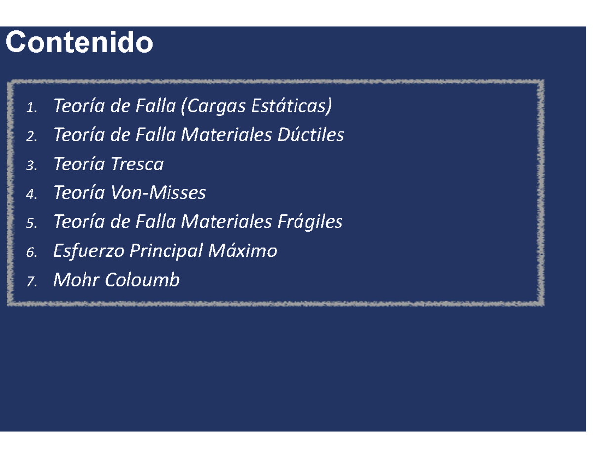 Teorias DE Falla PDF - Contenido 1. Teoría de Falla (Cargas Estáticas ...