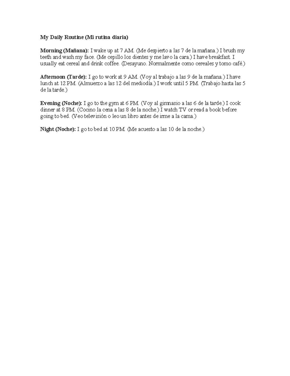 My Daily Routine - rutina basica - My Daily Routine (Mi rutina diaria ...