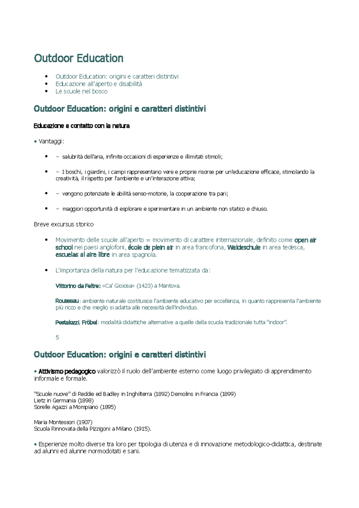 Outdoor Education - Breve excursus storico Movimento delle scuole all ...