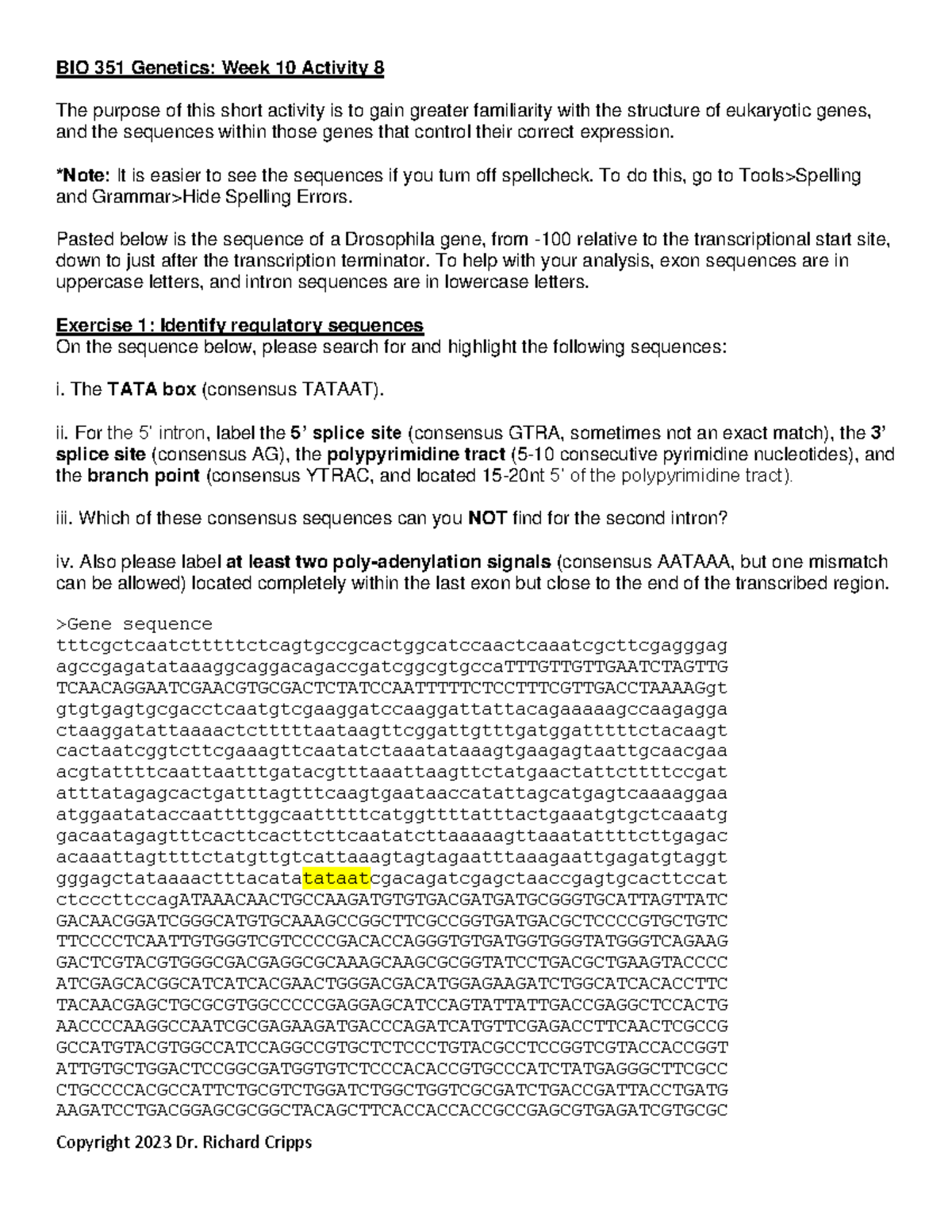 Week 10 Activity 8 - assignment - Copyright 2023 Dr. Richard Cripps BIO ...