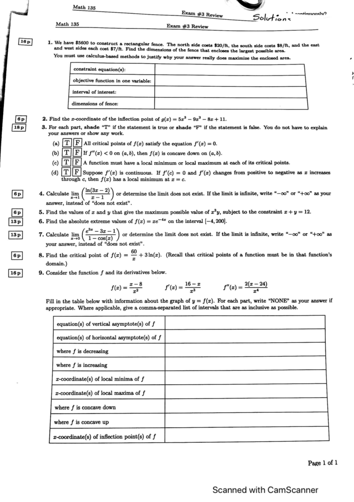 calc 135 exam 3 review - CALC 135 - Studocu