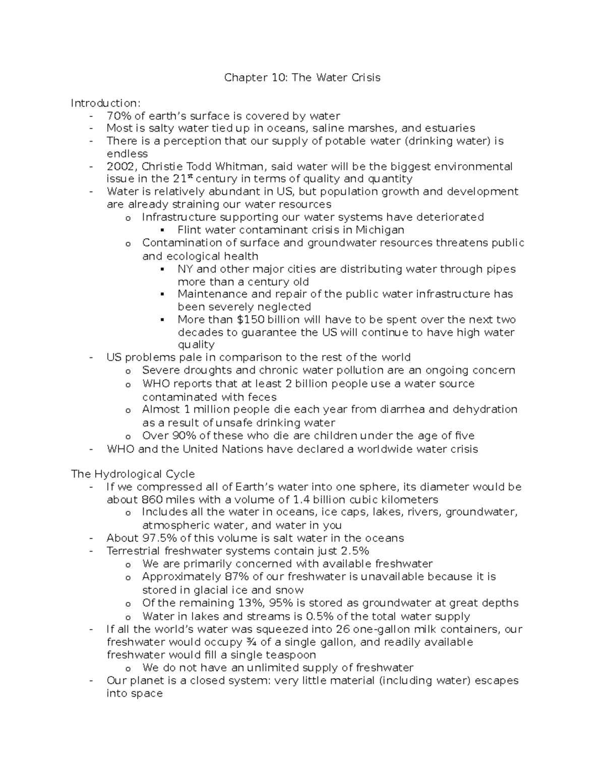 The Water Crisis: Challenges and Solutions - Studocu