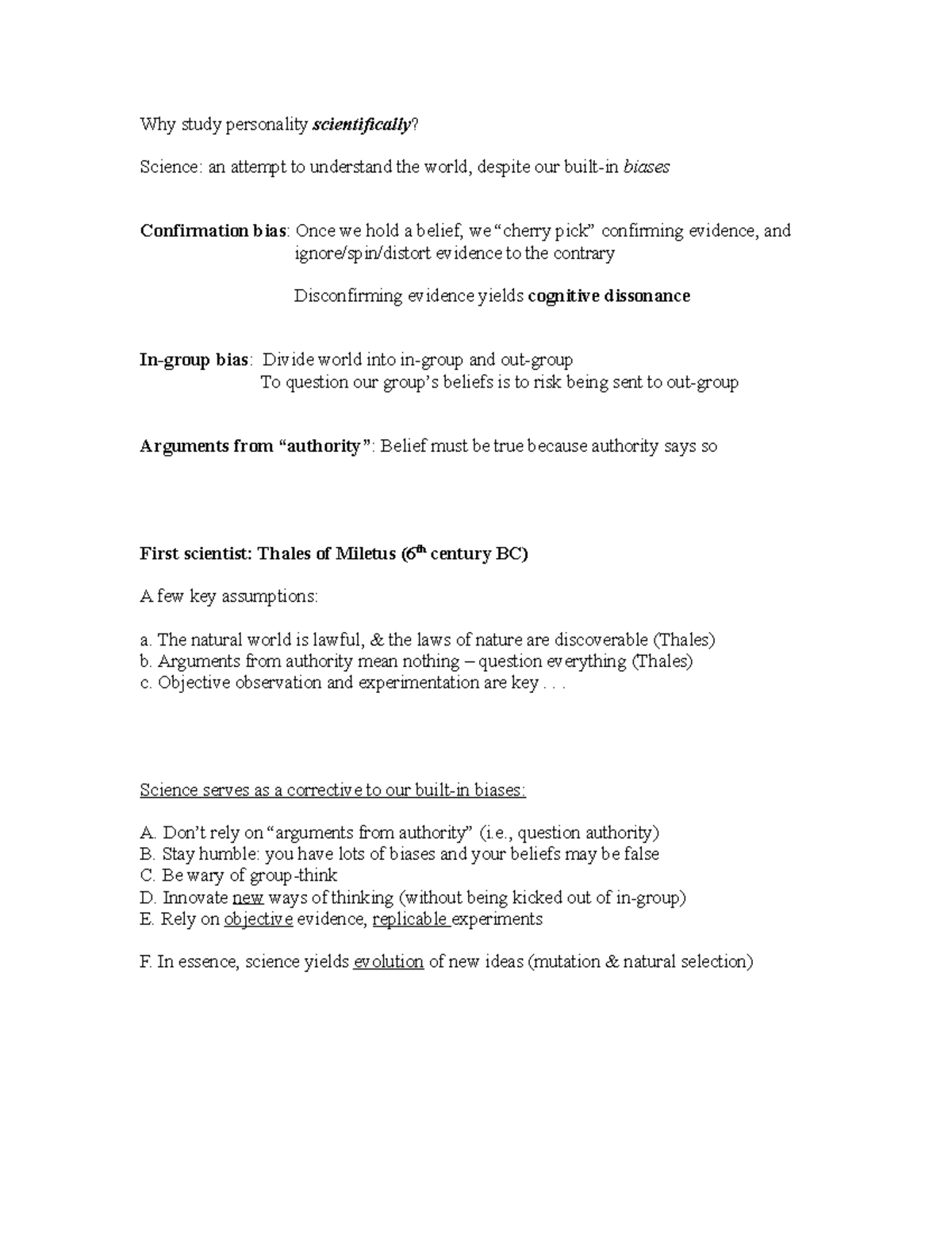 What is science 1 - Why study personality scientifically? Science: an ...