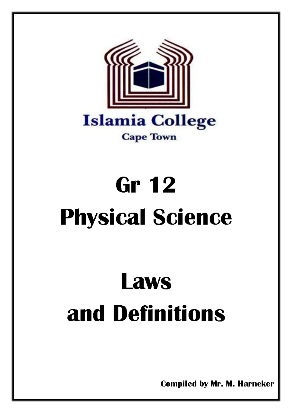Gr 12 Physics - Definitions and Laws - Gr 12 Physical Science Laws and ...