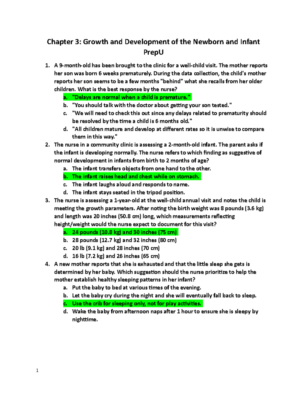 Growth and Development of the Newborn and Infant Prep U - Chapter 3 ...