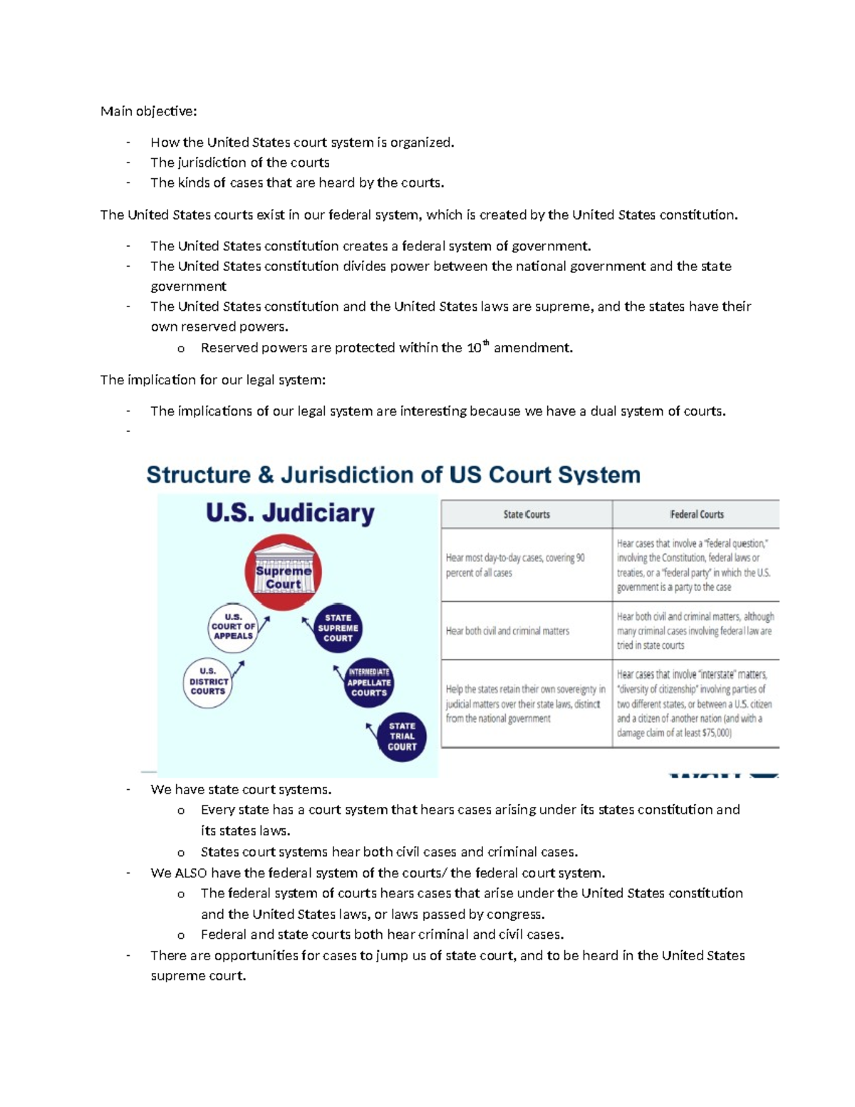 Jurisdiction - Main objective: - How the United States court system is ...