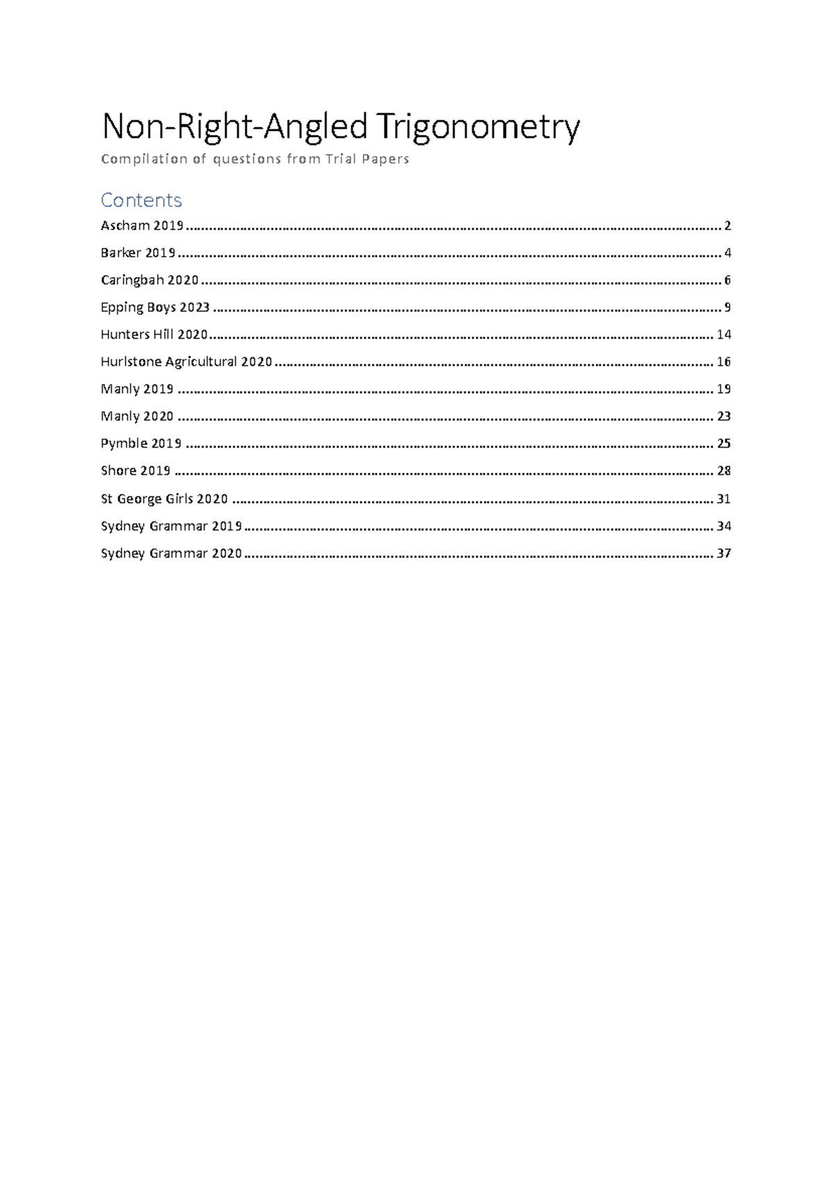 Trigonometry Trial Questions Non Right Angled Trigonometry