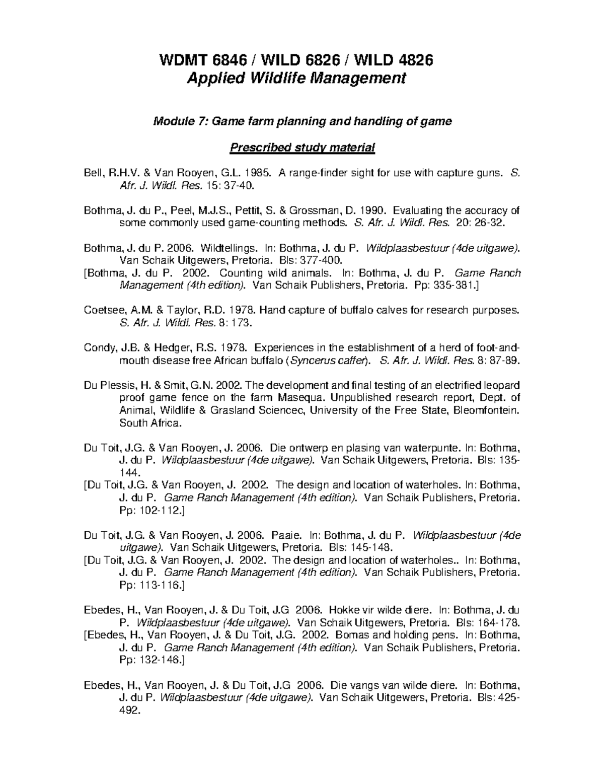 WDMT 6846 WILD 6826 WILD 4826 Module 7 - WDMT 6846 / WILD 6826 / WILD ...