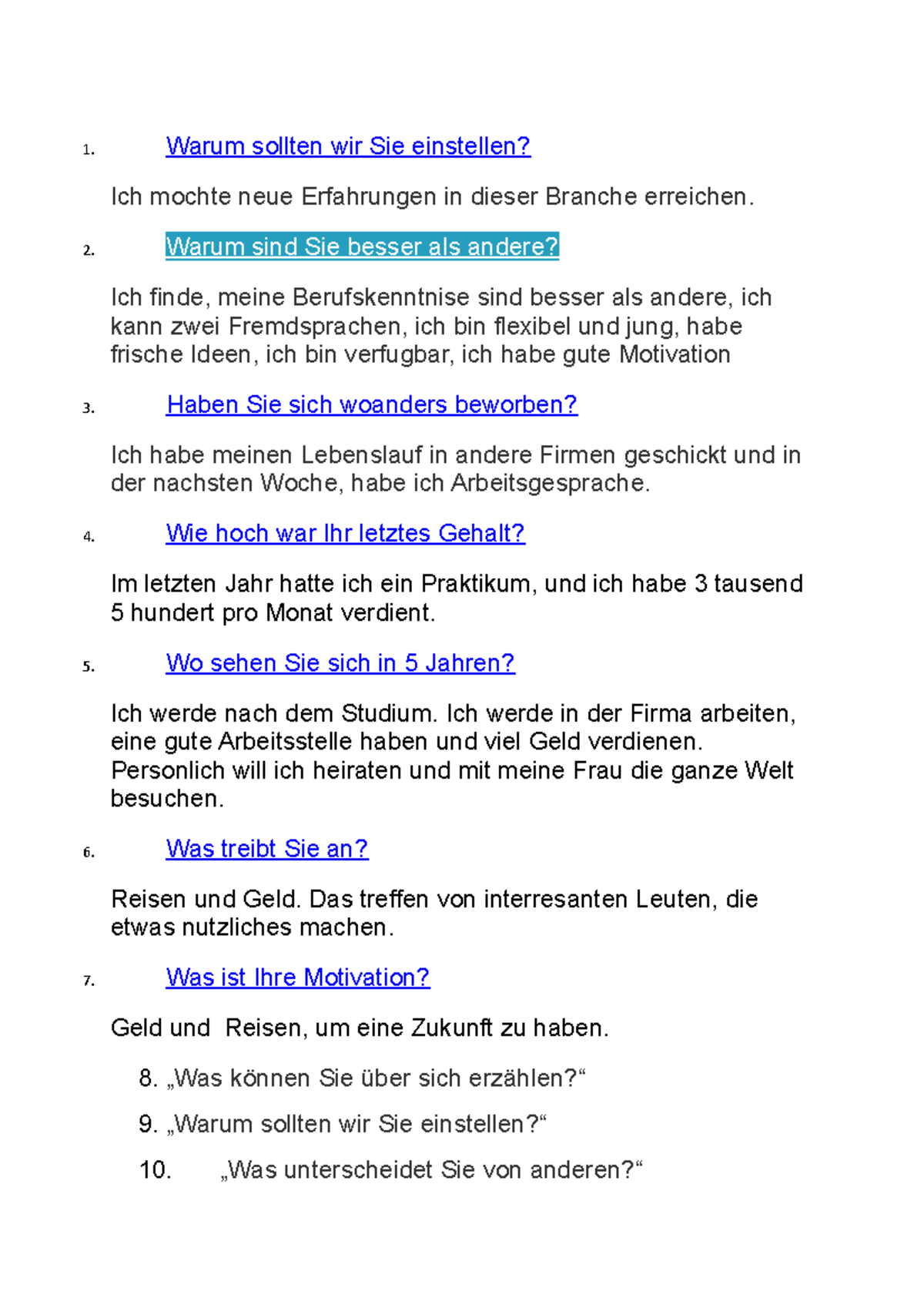 Warum sollten wir Sie einstellen - Warum sind Sie besser als andere ...