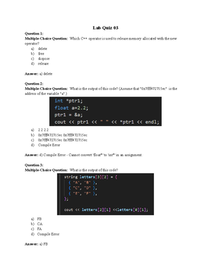 Mid Term Practice CSI2372 A2 - CSI2 372 Advanced Programming Concepts ...