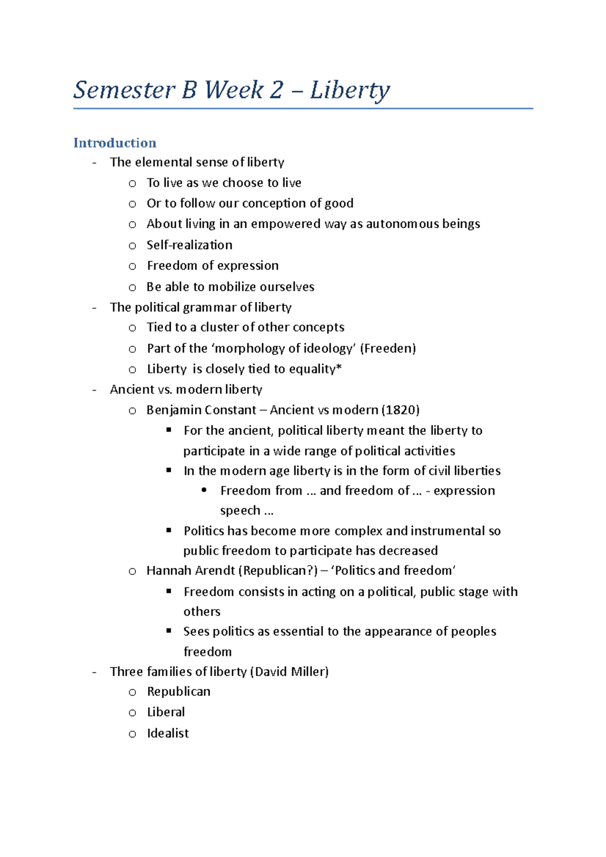 Semester B Week 2 – Liberty - Semester B Week 2 Liberty Introduction ...