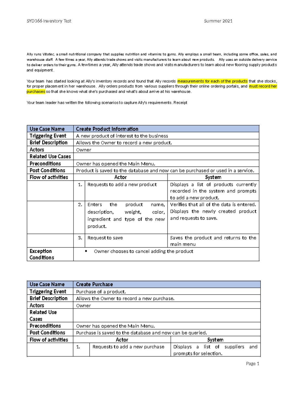 Inventory Test - 5 - hello - SYD366 Inventory Test Summer 2021 ...