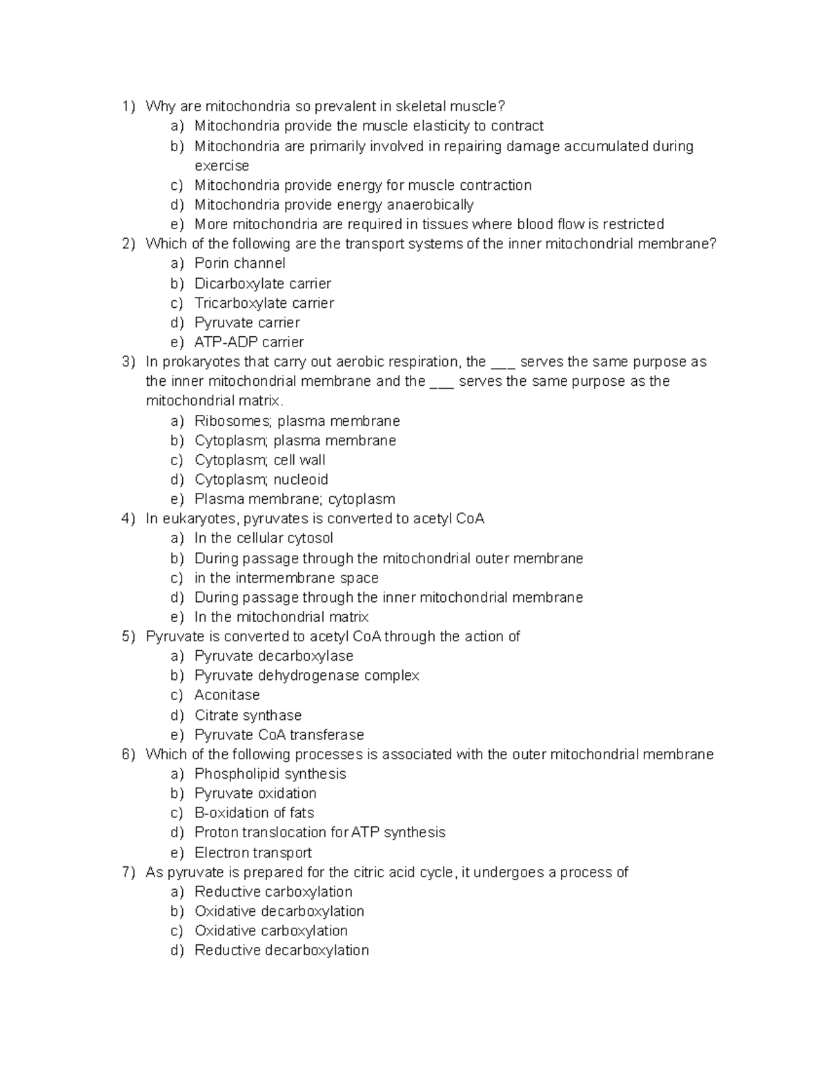 Chapter 10 Exam - exam questions and answers - Why are mitochondria so ...