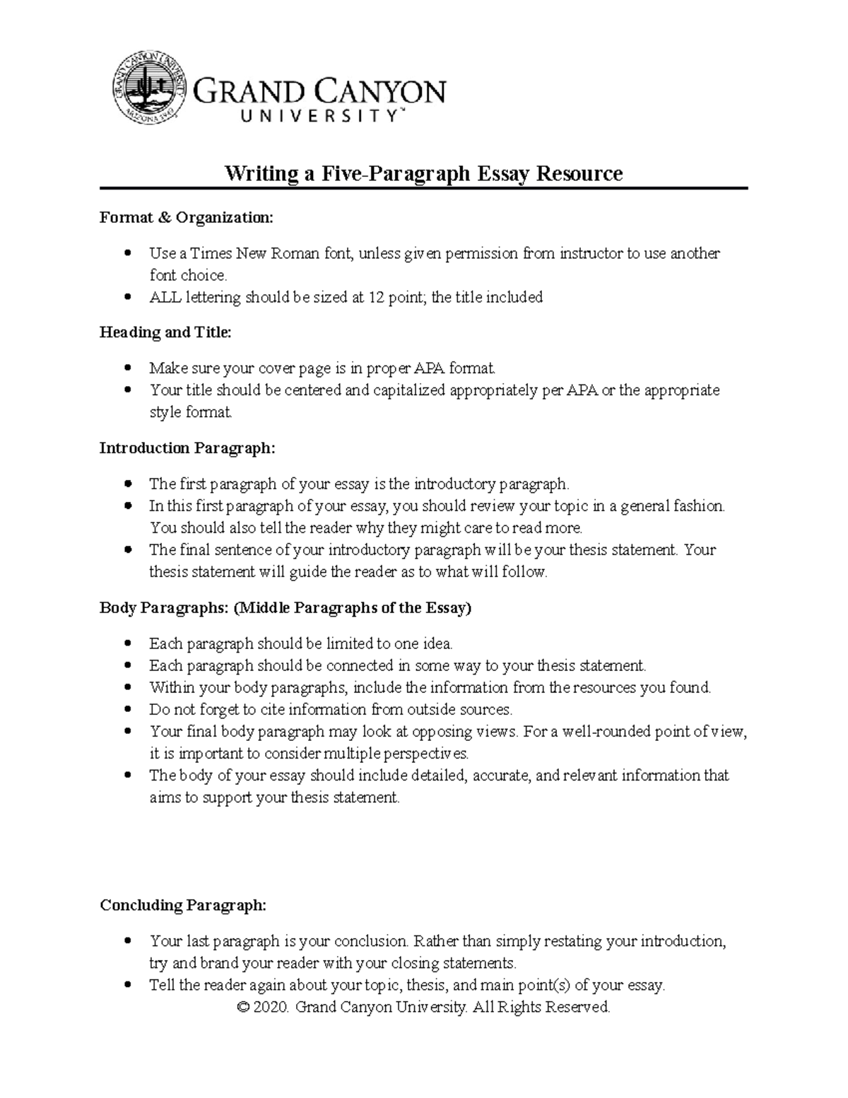 UNV-104-RS-Writing a Five Paragraph Essay Resource - Writing a Five ...