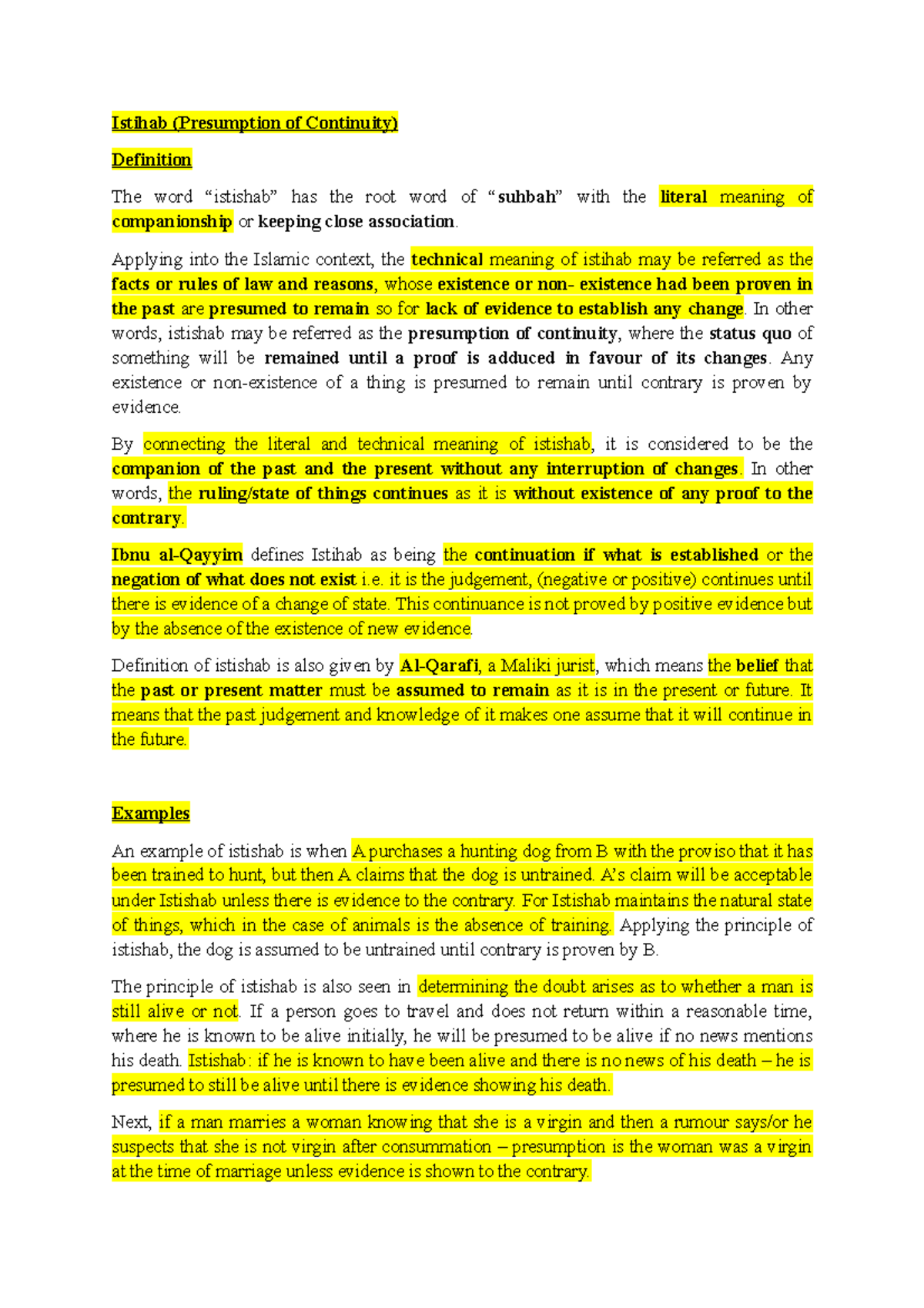 Chapter 9 - Istihsab (done) - Istihab (Presumption of Continuity ...