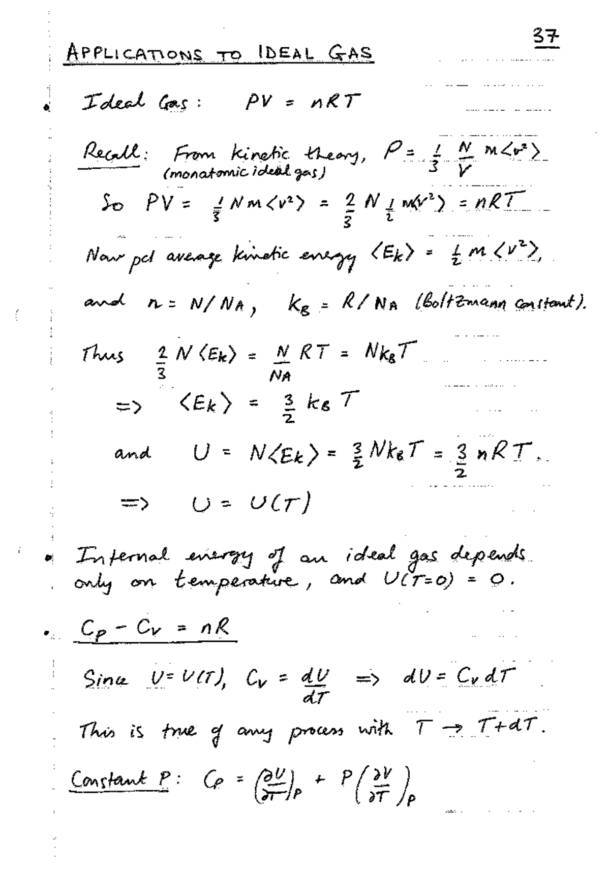 Thermodynamic lecture notes-Application of Ideal Gas - EDM200 - Studocu
