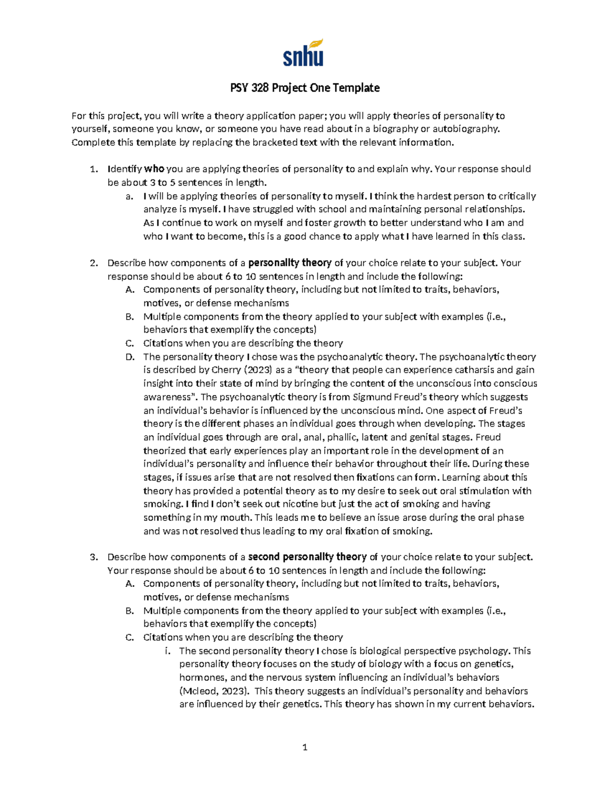 PSY 328 Project One - PSY 328 Project One Template For this project ...