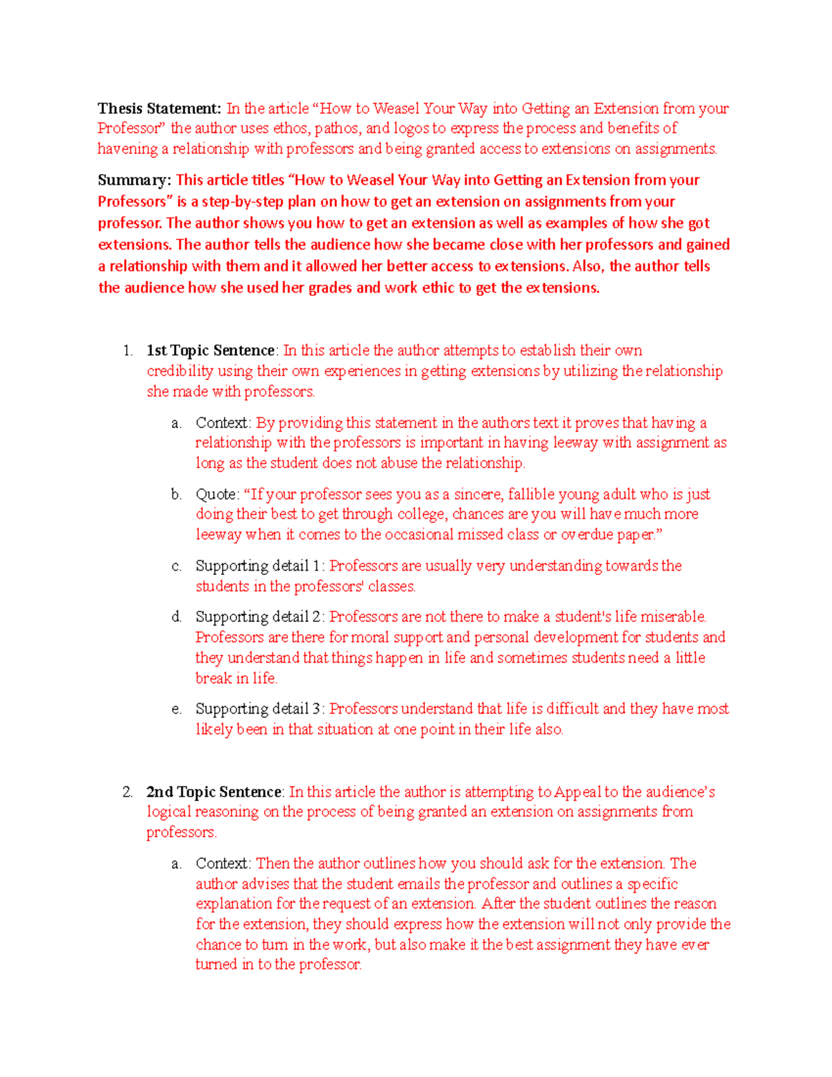 Article analysis outline - Thesis Statement: In the article “How to ...