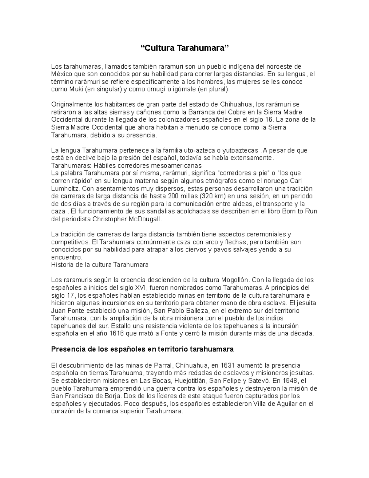 Cultura Tarahumara / Raramuri Historia Información - “Cultura ...