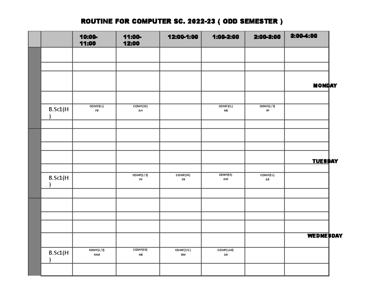 COMP.SC-Routine-22-23(ODD SEM) - ROUTINE FOR COMPUTER SC. 2022 - 23 ...