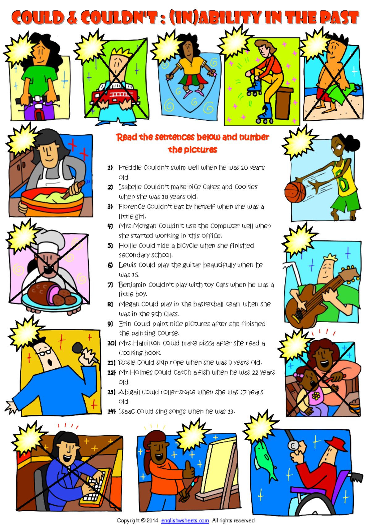 Ability and inability in the past esl grammar worksheet - C C CO O OU U ...