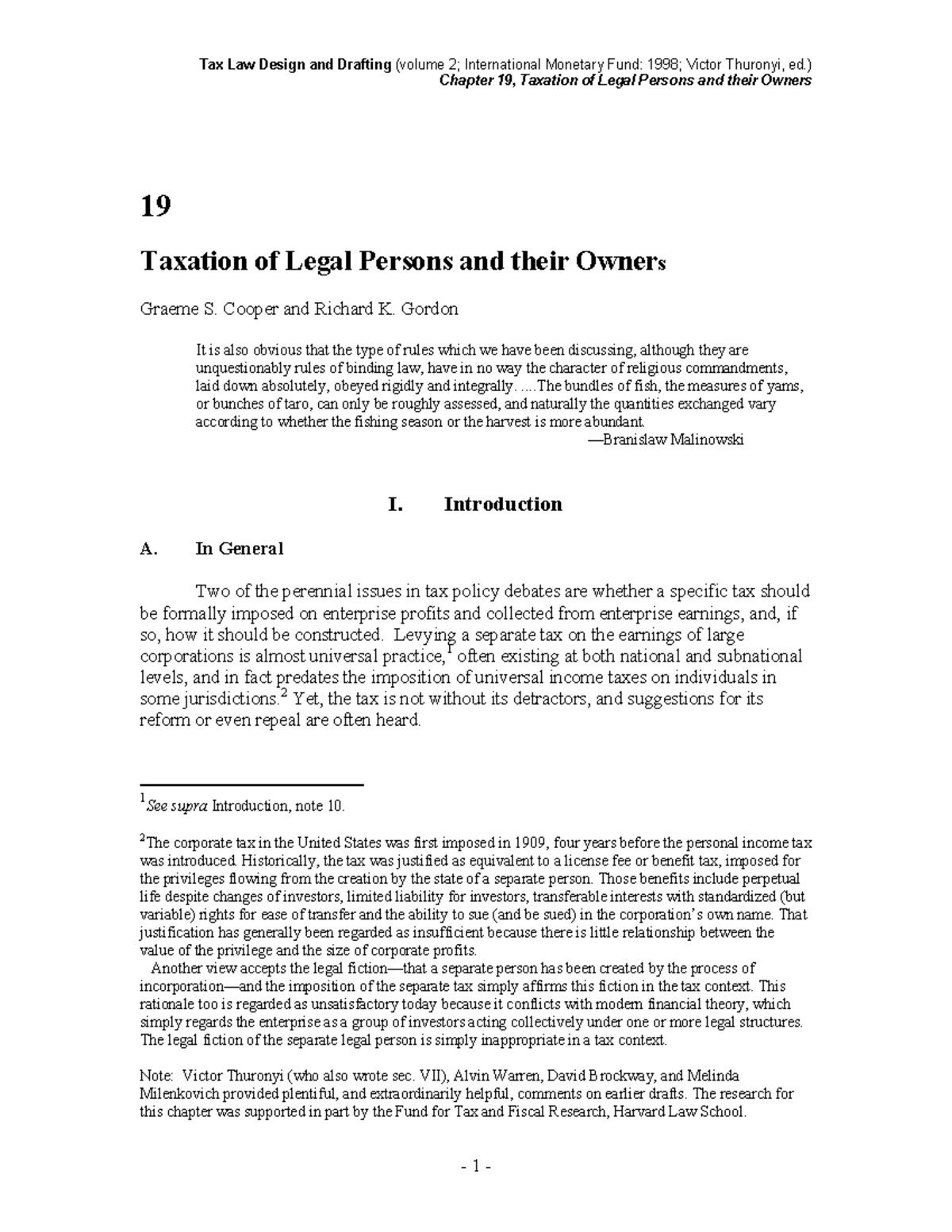 Ch19 - I just need an answer - Chapter 19, Taxation of Legal Persons ...