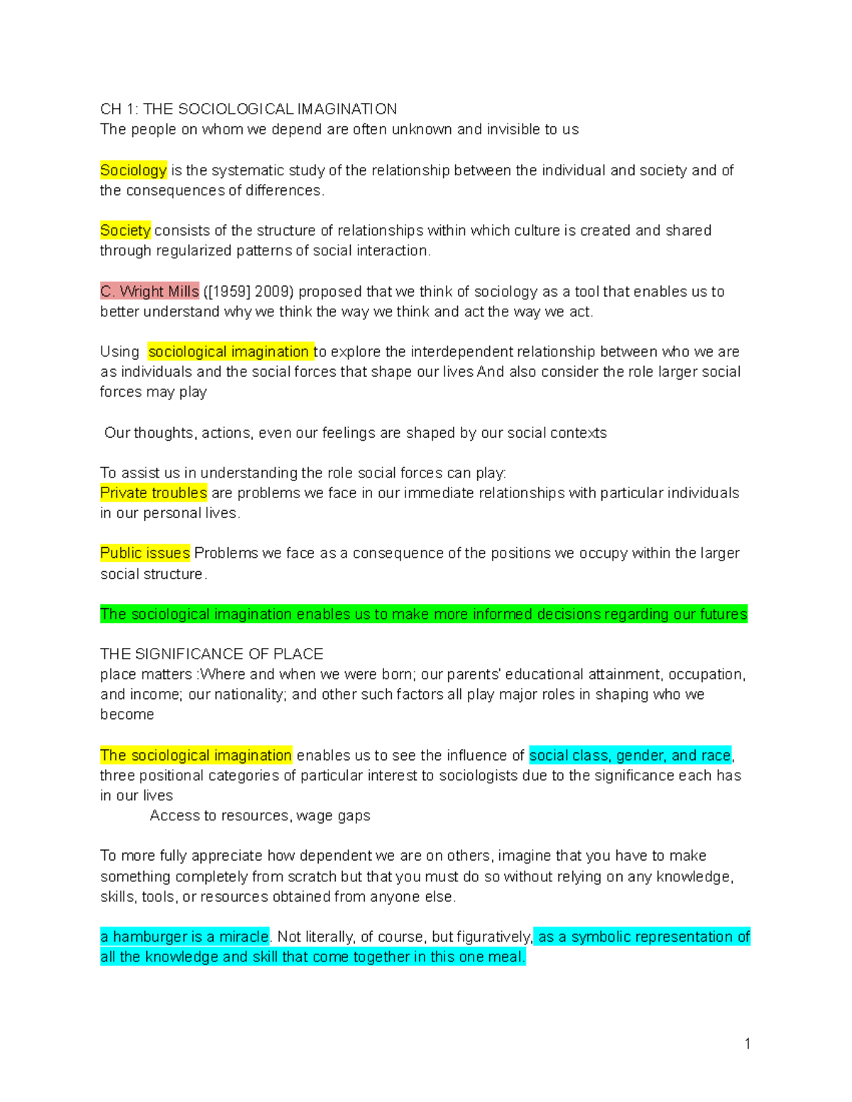 SOC 201 - Masterlist of Sociology concepts, theories, and persons - CH ...