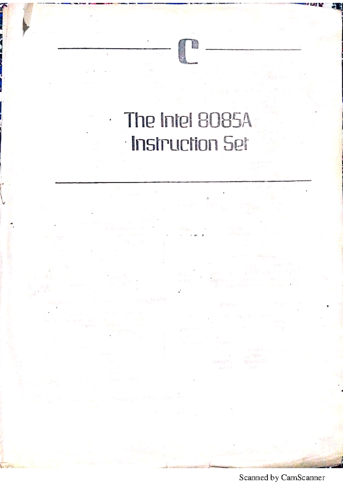 Instruction Set - 8085 micro processor - Introduction to Computer ...
