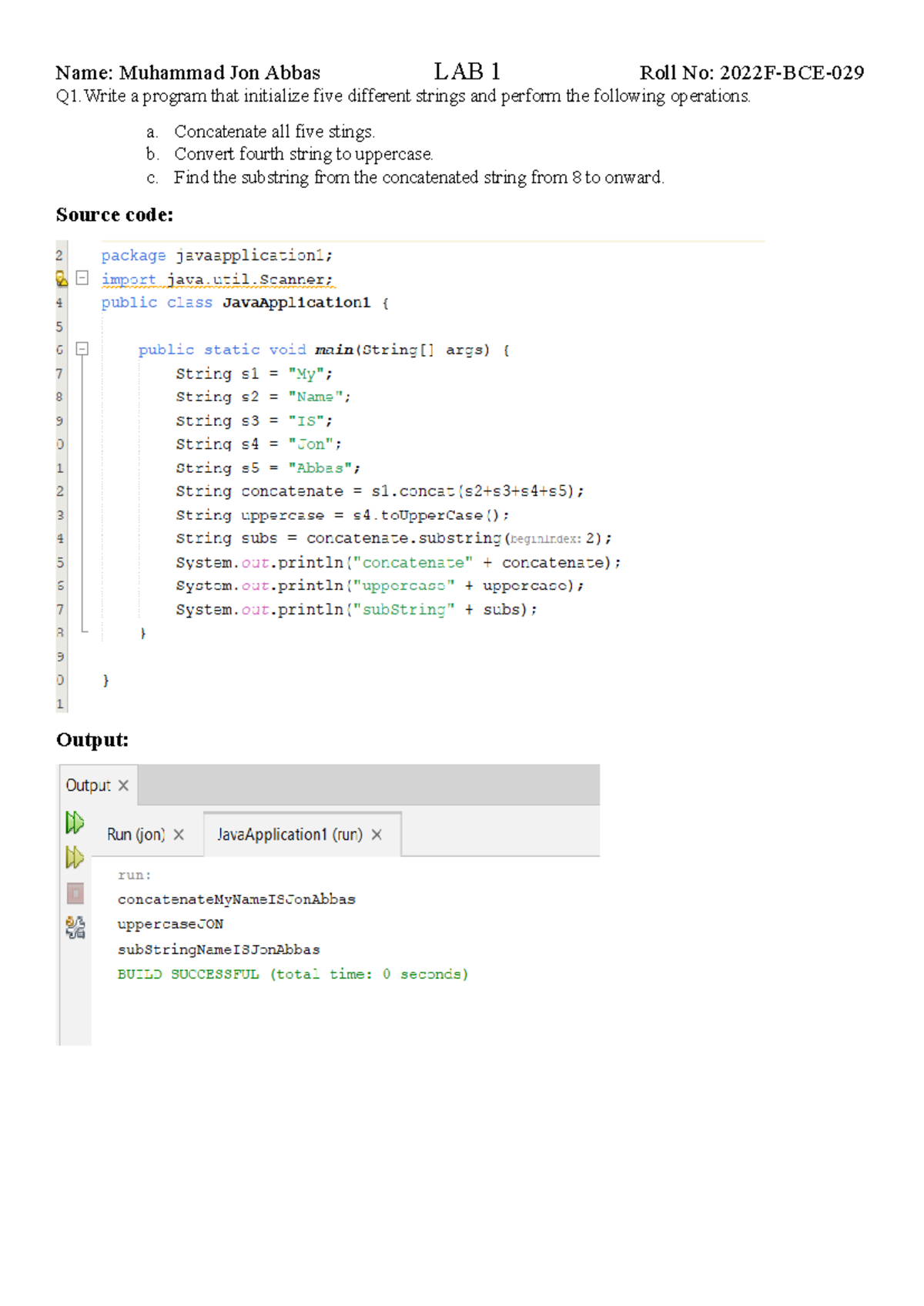 Q1 - its a quiz - Q1 a program that initialize five different strings and perform the following ...