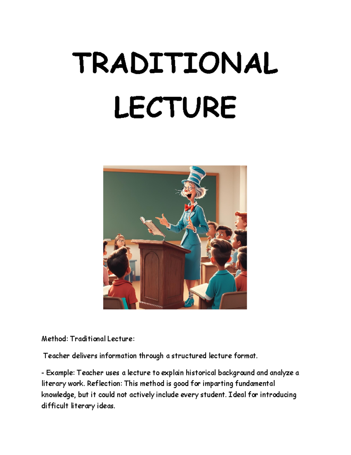 TEACHING STRATEGIES IN LITERATURE - Method: Traditional Lecture ...