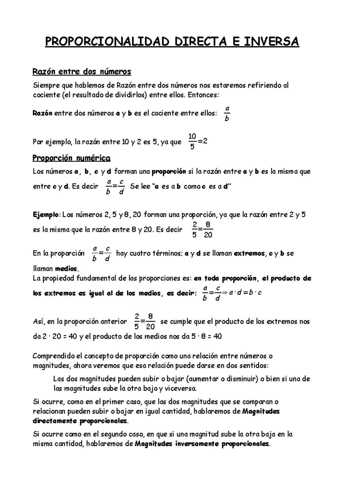Proporcionalidad-1c2ba-eso1 - PROPORCIONALIDAD DIRECTA E INVERSA Razón ...