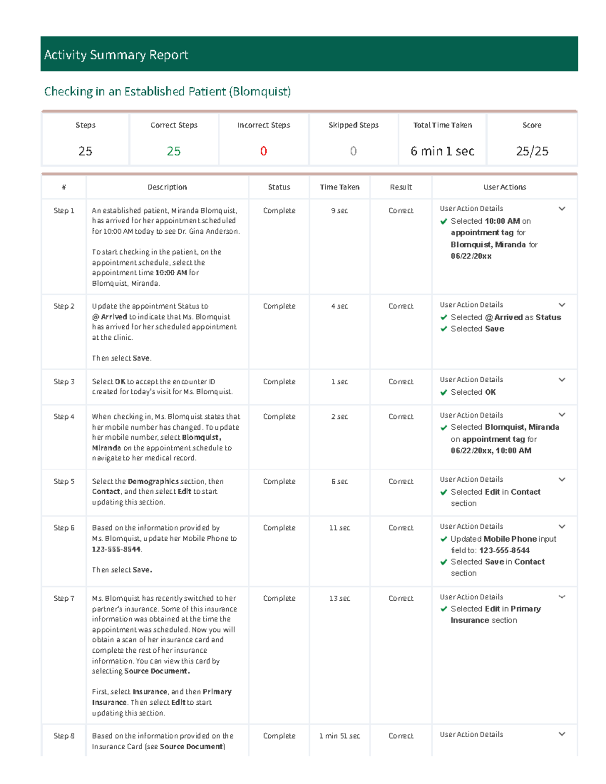 Checking in an Established Patient (Blomquist) - Gina Anderson. To ...