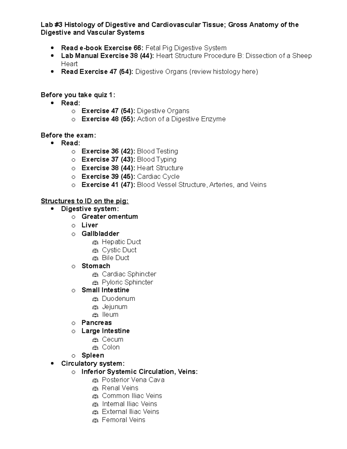 Exam 3 practical list - Lab #3 Histology of Digestive and ...