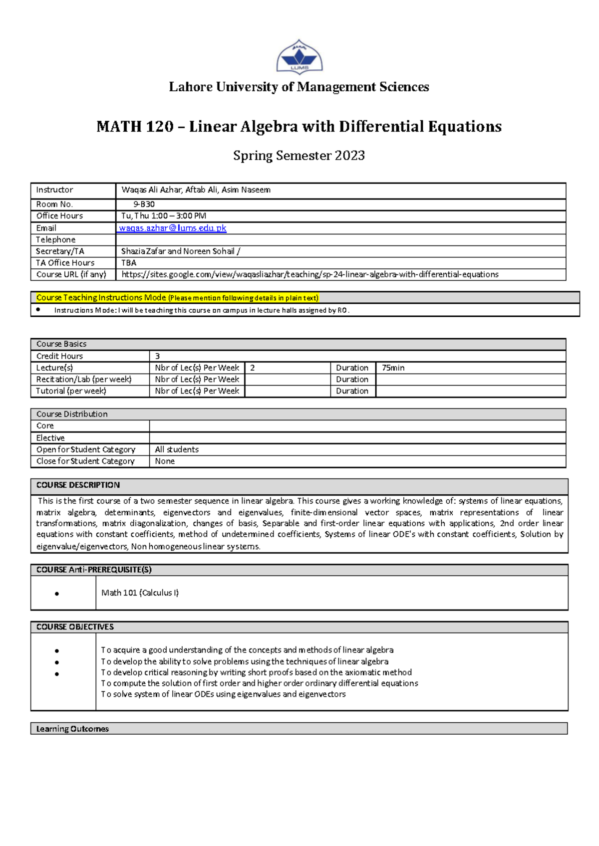 MATH 120 - Linear Algebra with Differential Equations (Spring 2024 ...